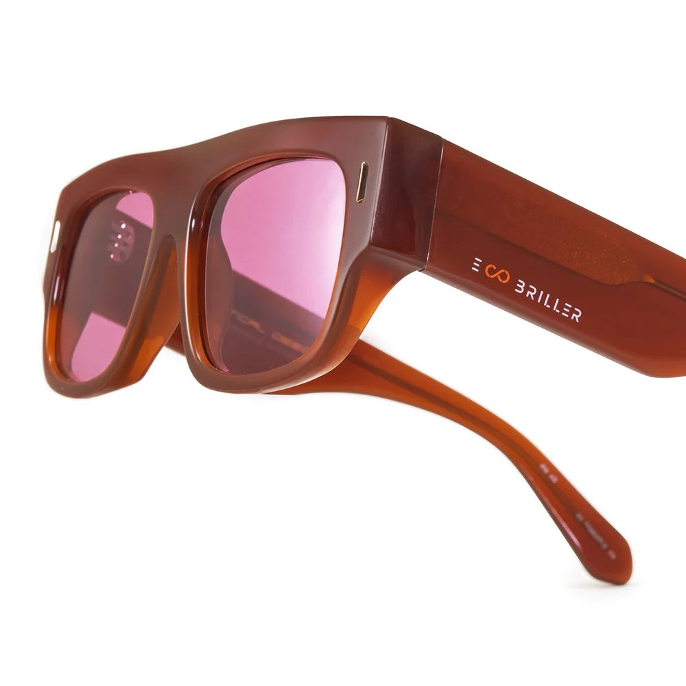 Glasgow Eco Briller Sunglasses - Brown - Pink Lens | Infinit