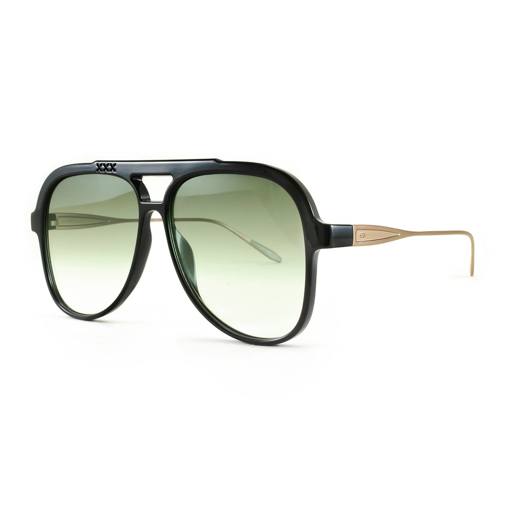 Triple XXX Sunglasses - Metal Black Shiny - Olive Gradient Lens | Infinit